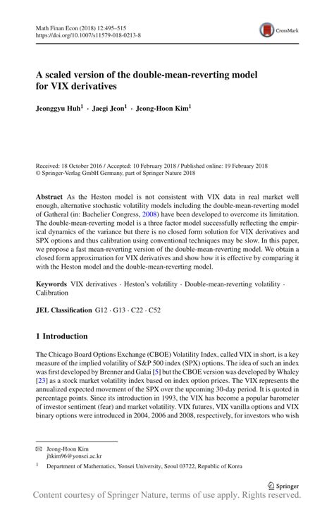 A Scaled Version Of The Double Mean Reverting Model For Vix Derivatives