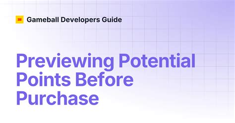 Previewing Potential Points Before Purchase Gameball Developers Guide