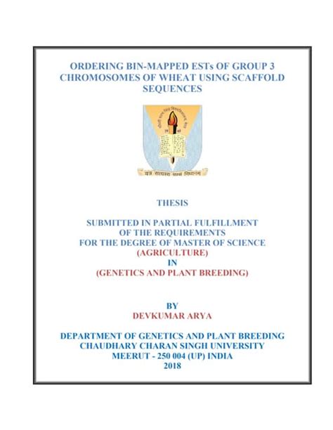Ordering Bin Mapped Ests Of Group 3 Chromosomes Of Wheat Using Scaffold Sequences Dev Kumar