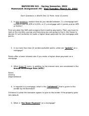 HW Docx BAFI ECON Spring Semester Homework Assignment Due Tuesday March