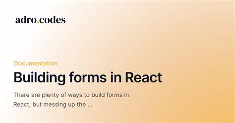 Building forms in React - adro.codes
