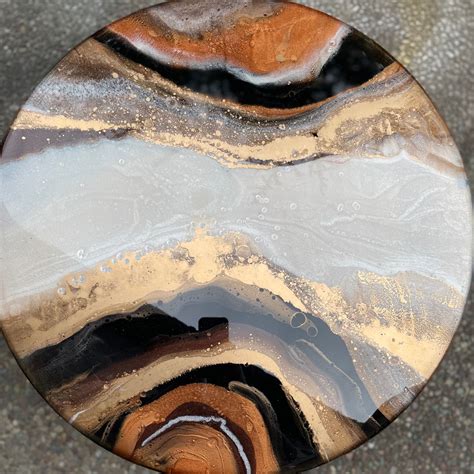 Lazy Susan Turntable Handmade With Resin On Solid Wood Abstract Geode Resinart Centerpiece