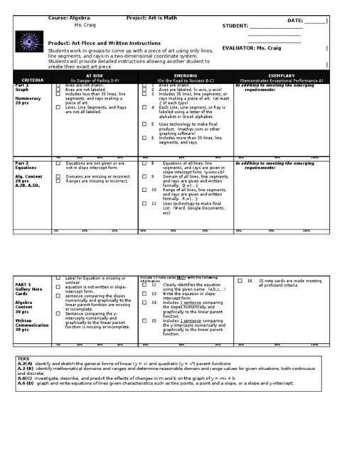 Art Rubric Download Free Pdf Cartesian Coordinate System Algebra
