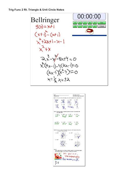 Pdf Trig Func 2 Rt Triangle And Unit Circle Notes Bellringer · Trig