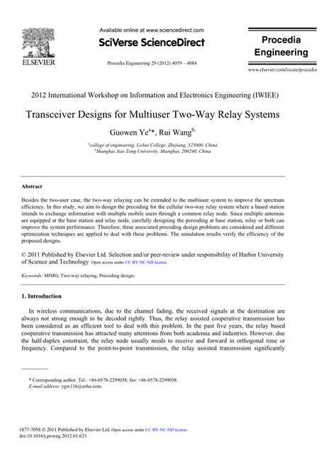 Pdf Transceiver Designs For Multiuser Two Way Relay Systems