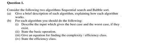 Solved Question 1 Consider The Following Two Algorithms