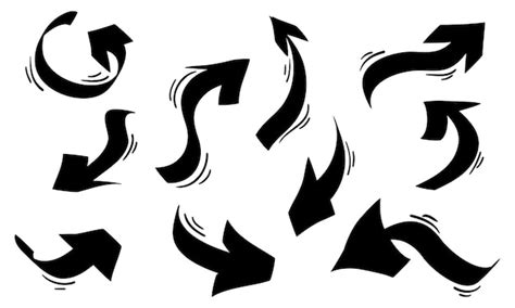 Premium Vector Hand Drawn Black Arrows Icons Set Arrow Icon With Various Directions Doodle