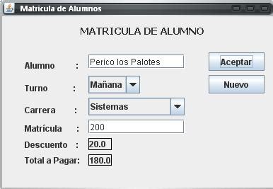 Ejercicios NETBEANS NETBEANS NETBEANS NETBEANS NETBEANS Matrícula
