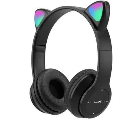 Беспроводные наушники «кошачьи уши с микрофоном Bluetooth наушники Cat Ear P47 чёрные купить