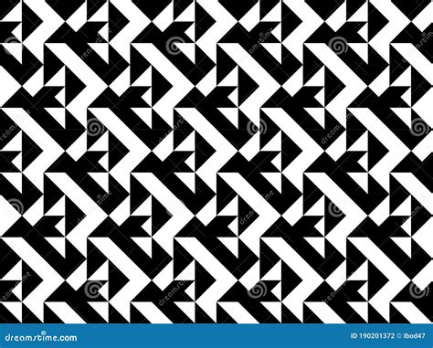 Abstract Black And White Angular Repeating Vector Illustration Pattern
