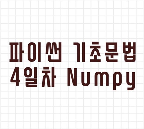 파이썬 기초 문법 강의 4일차 Numpy Simplify