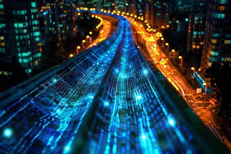 Premium Photo Glowing Data Cables Transferring Information