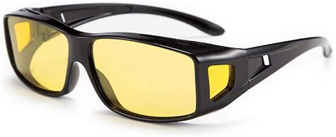 Feisedy Men Women Night Driving Glasses Fit Over Prescription Glasses