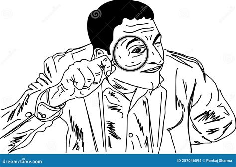 Man Holding Magnifying Glass Professional Man Holding Magnifying Glass