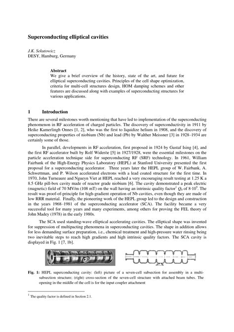 Pdf Superconducting Elliptical Cavities