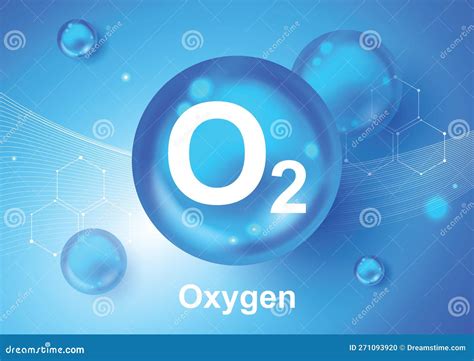 Oxygen O2 Molecule Models Blue Background Vector Illustration Oxygen Cosmetics Ecology And