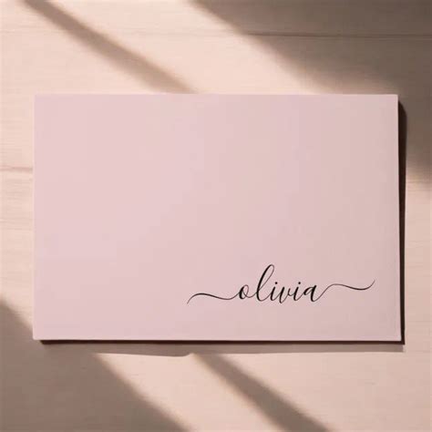 Black Blush Pink Modern Script Girly Monogram Name Doormat Zazzle