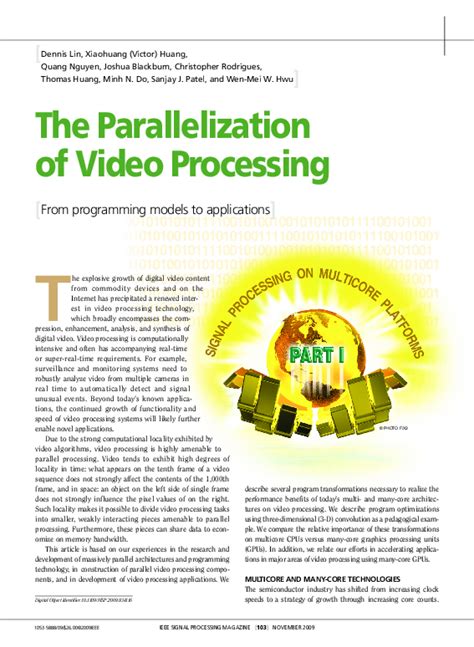 Pdf The Parallelization Of Video Processing