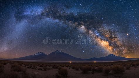 Tranquil Night Sky In Atacama Desert With Bright Milky Way And Stars