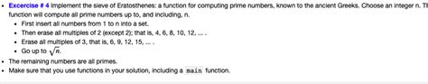solved excercise 4 implement the sieve of eratosthenes