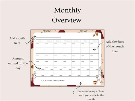 Digital Download Tip Tracker Tip Tracker PDF For Waitress Monthly Tip Tracker Daily Tip Log