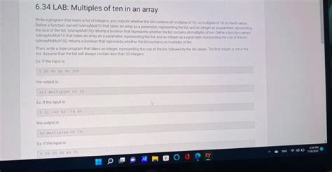solved 6 34 lab multiples of ten in an array the sime of
