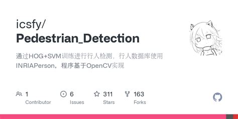 github icsfy pedestrian detection 通过hog svm训练进行行人检测，行人数据库使用