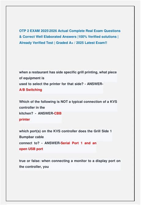 Otp 2 Exam Actual Complete Real Exam Questions And Correct Well