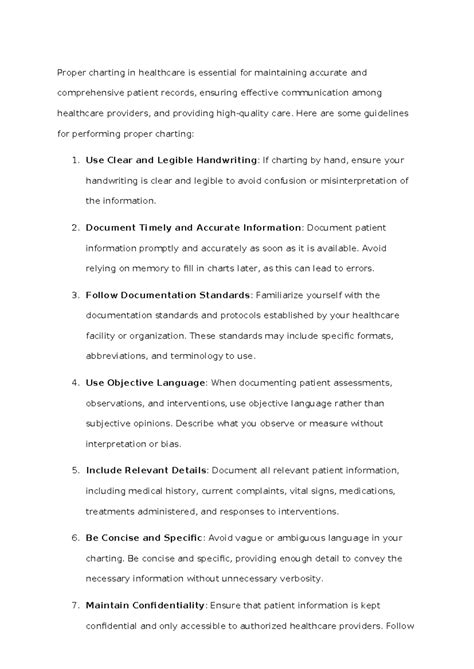 Proper Charting Here Are Some Guidelines For Performing Proper Charting 1 Use Clear And