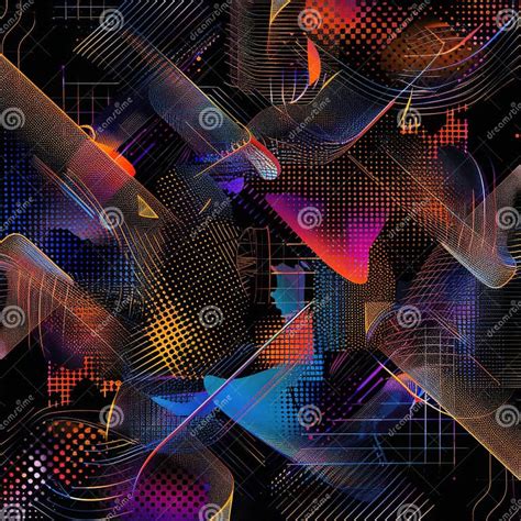 Dynamic Abstract Composition With Vibrant Colors Lines And Shapes Stock Image Image Of