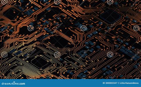 a digital microcircuit presenting a background technology motherboard in all its complexity