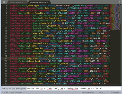 sublime text 3 で csv ファイルに対して sql ライクな処理を実行する方法 rainbow csv