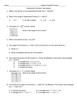 Exponential Functions Test Pdf Fill Online Printable Fillable Blank PdfFiller