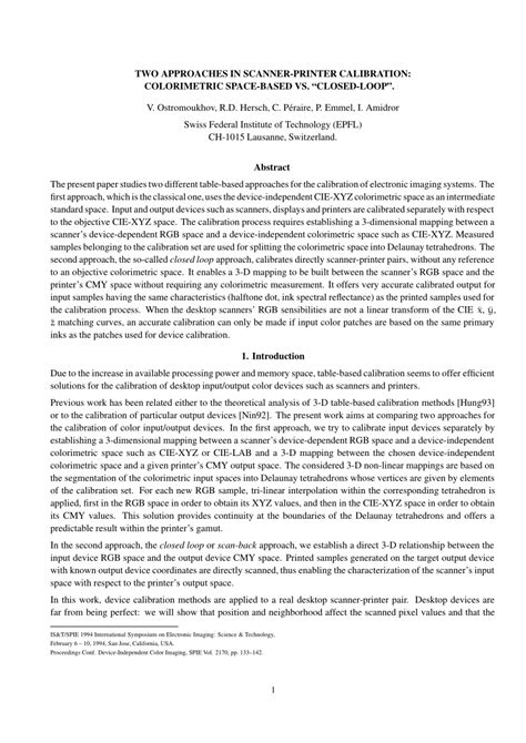 Pdf Two Approaches In Scanner Printer Calibration Colorimetric Space