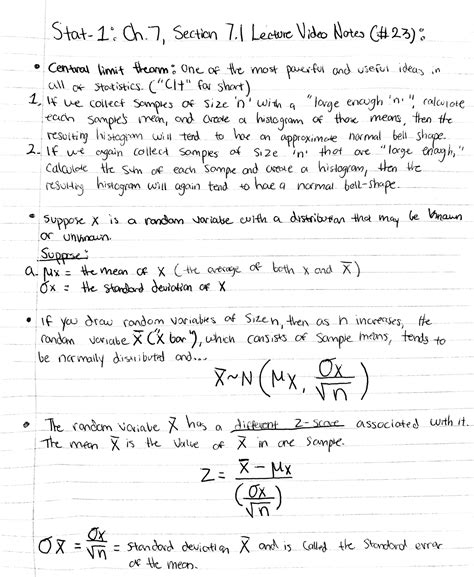 Stat 1 Chapter 7 Lecture Video Notes 23 Stat 1 Sectien 7 Lectve Vido Notes Ca23