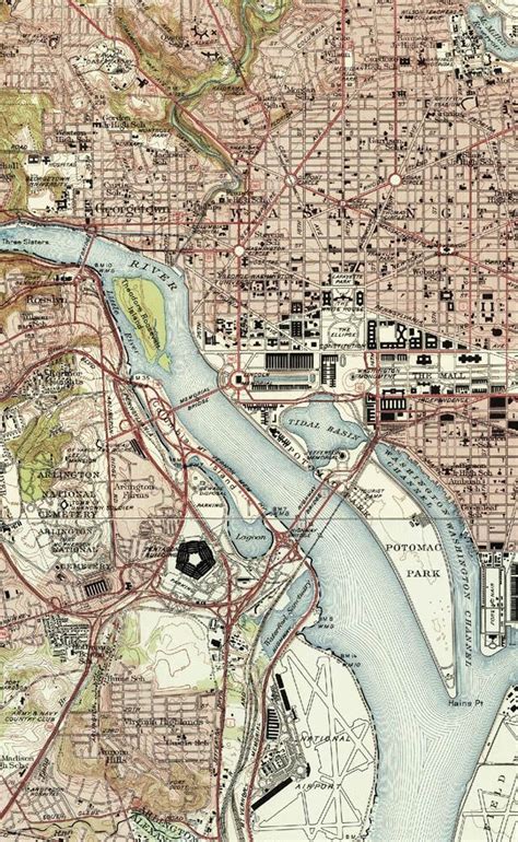 Washington Dc Area 1951 Old Topographic Map Usgs Custom Etsy