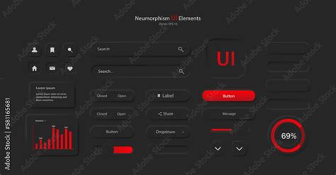A Collection Of Icons For User Interface Development In Black And Red A Set Of User Interface