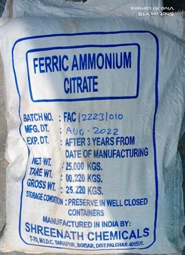 Ferric Ammonium Citrate Usp Brown 25kg Bag At ₹ 230 Kg In New Delhi