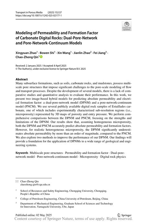 Modeling Of Permeability And Formation Factor Of Carbonate Digital Rocks Dual Pore Network And