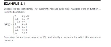 Solved EXAMPLE Suppose In A Baseband Binary PAM System Chegg