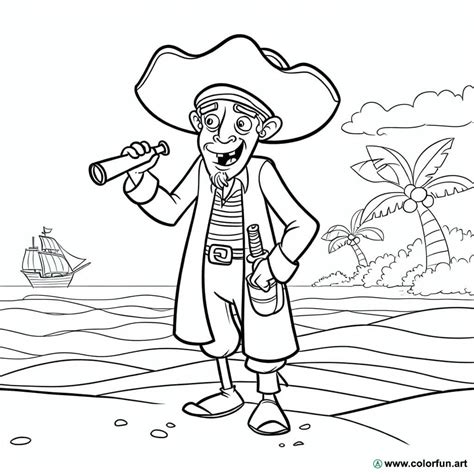 Kleurplaat Van Een Piraat Die Op Zoek Is Naar Een Schat Gratis Te Downloaden Of Af Te Drukken