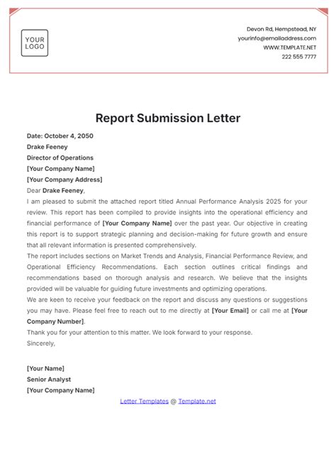 free report submission letter template to edit online
