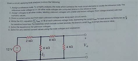 solved given a circuit applying node analysis involves the