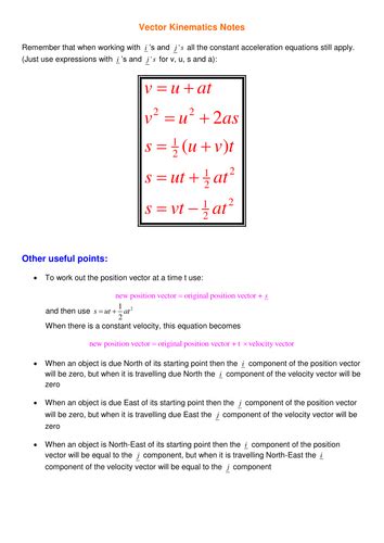 Vector Kinematics Teaching Resources