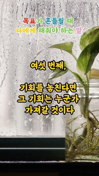 목표가 흔들릴 때 나에게 해줘야 하는 말 위로 격려 좋은글 명언 성공 동기부여 힐링 부자 칭찬 멘탈관리오디오북 Youtube