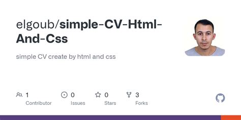 GitHub Elgoub Simple CV Html And Css Simple CV Create By Html And Css