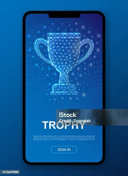 트로피 컵 Ui에 대한 3d 다각형 기호 Ux 디자인 템플릿 모바일 앱 디자인을 위한 로우 폴리 어워드 일러스트레이션 상 일러스트 개념 Championship에 대한 스톡