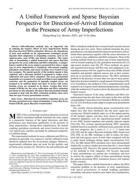 Pdf A Unified Framework And Sparse Bayesian Perspective For Direction Of Arrival Estimation In