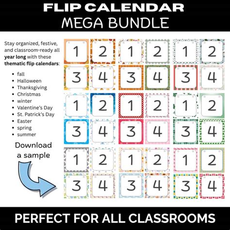 Flip Calendars Back To School And All Year Themes Mega Bundle Tpt