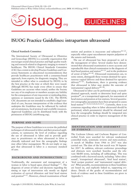 PDF ISUOG Practice Guidelines Intrapartum Ultrasound